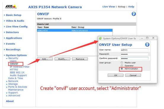 FOR AXIS ONVIF function configuration – Henkion